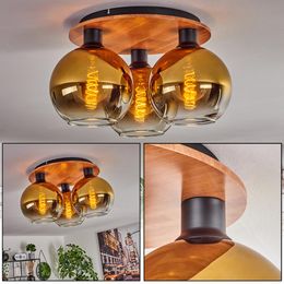 hofstein Koyoto Deckenleuchte Glas 20 cm Naturfarben, Schwarz, 3-flammig
