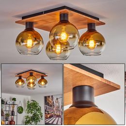 hofstein Koyoto Deckenleuchte Glas 15 cm Naturfarben, Schwarz, 4-flammig