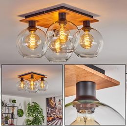 hofstein Koyoto Deckenleuchte Glas 20 cm Naturfarben, Schwarz, 4-flammig