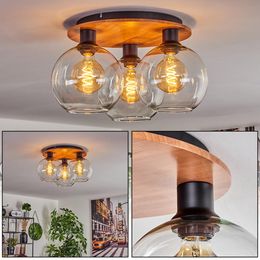 hofstein Koyoto Deckenleuchte Glas 20 cm Naturfarben, Schwarz, 3-flammig