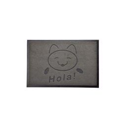 acerto ® - Schmutzfangmatte 40x60cm Cat Hola grau Fußmatte Türmatte Sauberlaufmatte