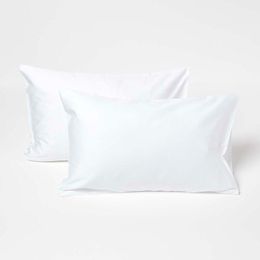Homescapes - Kissenbezug 40 x 60 cm, weiß, 100% Bio-Baumwolle Fadendichte 400, 2er Pack - Weiß