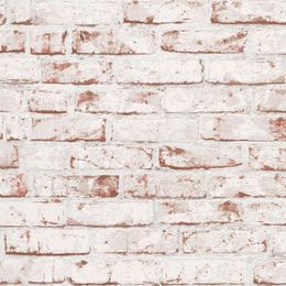Backstein Tapete rot weiß Ziegelstein Vliestapete modern ideal für Flur und Küche im Industrial Style Vlies Steintapete in Mauer Optik - Red, Brown,
