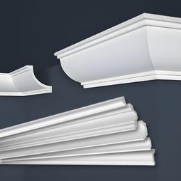 Marbet Design - Stuckleisten xps Styropor weiß 2 Meter Deckenleisten Wandleisten E-Leisten Modelle: E-26 / 73x79mm, 2 Meter / 1 Leiste