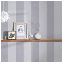 A.S. Création Gestreifte Wohnzimmer Tapete moderne Vliestapete Streifentapete grau Wandschutz - Grau
