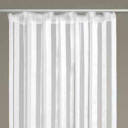 Dekoschal Gardine Vorhang Streifen halbtransparent Auswahl: Universalband 140x 175cm weiß - perlweiß - Weiß