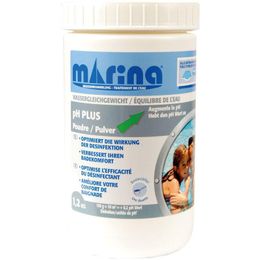 Marina PH+ Heber ( 1,2kg ) Chlorfrei zur verbesserung der Wasserqualität, für Pool, Spa, Planschbecken und Schwimmbecken, pH-Regulierung - Weiß