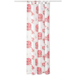 Arsvita - Schlaufenschal mit Rosendruck, 140x245cm Transparent, Vorhang Gardine - Pink
