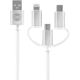 Forever - 3in1 usb - iPhone + usb-c + microUSB Ladekabel Datenkabel 1.2m 20W 3A Weiß