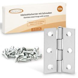 10x Edelstahl Scharnier (44x32x1mm / 1.73x1.26x0.04inch) mit Schrauben Edelstahl Tür-Scharnier Türband