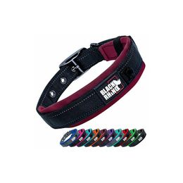 Black Rhino - Comfort Halsband für alle Hunderassen (xl) - Weinrot/Schwarz - multicolor