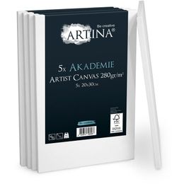 Artina - 5er Set Akademie Keilrahmen Leinwand 30x20x8.75 cm