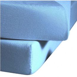 Mako-Jersey-Spannlaken Jenny c Farbe mittelblau 6031 100 x 200 cm - Fleuresse