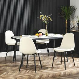 Meubles Cosy - Set mit 4 skandinavischen Esszimmerstühlen mit Rückenlehne, gepolstertem Schnallensitz, schwarzen Metallbeinen für Küche, Wohnzimmer,