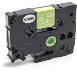 vhbw - Schriftband-Kassette kompatibel mit Brother P-Touch 1000, 1000BTS, 1005, 1005BTS, 1005F Etiketten-Drucker 12mm Weiß auf Hellgrün