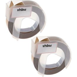 vhbw - 2x 3D Prägeband-Schriftband-Kassette kompatibel mit Dymo 1535, 1540, 1550, 1570, 1575, 1745, 1755 Etiketten-Drucker 9mm Weiß auf Gold