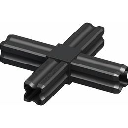 Kreuzverbinder 23,5 mm schwarz 4 Zapfen Kunststoff Verbinder Eckverbinder - alfer