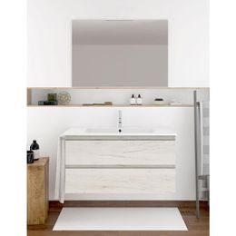Ibiza Badezimmer-Set mit 2 Schubladen, 8 verschiedene Farben, 15 Maße, inkl. Möbel, Waschbecken und Spiegel, Graphit 90x45Cm