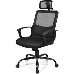 Goplus - Ergonomischer Bürostuhl mit Verstellbarer Kopfstütze, Rückenlehne, Armlehne, Bürostuhl mit Lordosenstütze, gepolstertem Sitz, Chefsessel mit