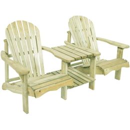 AXI Valerie Doppelter Gartenstuhl mit Tisch aus Holz in Naturfarben Garten Loungesessel / Sonnenstuhl / Loungestuhl für 2 Personen mit Armlehne 175 cm
