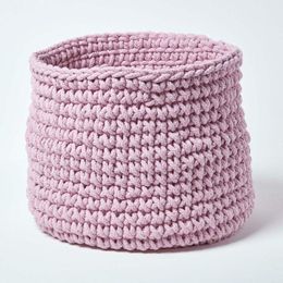 Gestrickter Aufbewahrungskorb, 100% Baumwolle rosa - 42 x 37 cm - Rosa - Homescapes