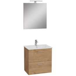 Vitra - Mia Badezimmermöbel 59x61x39,5 cm mit Spiegel, Waschbecken und LED-Beleuchtung, Eiche (MIASET60D)
