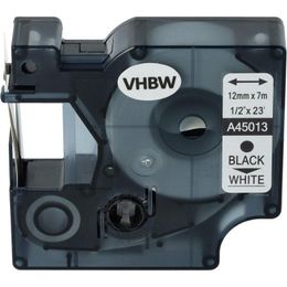 vhbw Schriftband-Kassette kompatibel mit Dymo LabelMaker PC, PC2 Etiketten-Drucker 12mm Schwarz auf Weiß