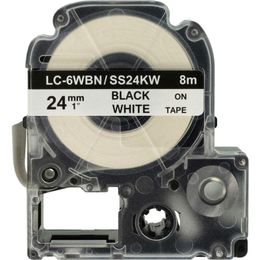 vhbw Kassette Patronen Schriftband 24mm kompatibel mit KingJim SR330, SR3900C, SR3900P, SR530, SR530C, SR550, SR6700D, SR750, SR950 Ersatz für LC-6WBN,