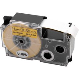 vhbw Schriftband Kassette schwarz auf gelb Ersatz für Casio ersetzt XR-18GYW für Etiketten-Drucker 18mm