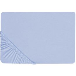 Beliani Spannbettlaken Blau Baumwolle 160 x 200 cm mit Hohem Steg Gummizug Steghöhe 30 cm Modern für Matratze Schlafzimmer Ausstattung Zubehör - Blau