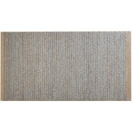 Beliani Teppich Grau / Hellbraun Wolle 80 x 150 cm Rechteckig Läufer Strukturiert Natürlich Handgewebt Boho Fußbodenheizug Geeignet Wohnzimmer Flur - Grau