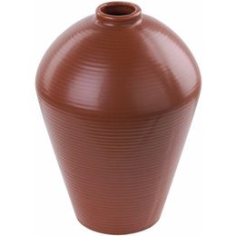 Beliani Blumenvase braun Keramik 22 cm Dekorative Handgemachte Tischdeko Wohnzubehör Traditionelles Design - Braun