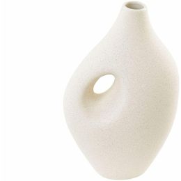Beliani - Blumenvase weiß Keramik 32 cm Dekorative Handgemachte Tischdeko Wohnzubehör Moderne Design - Weiß