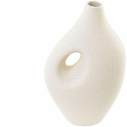 Beliani Blumenvase weiß Keramik 32 cm Dekorative Handgemachte Tischdeko Wohnzubehör Moderne Design