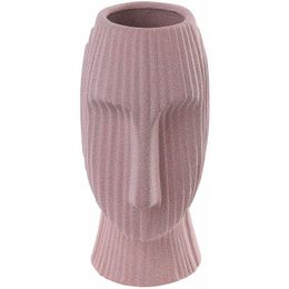 Beliani Blumenvase Pfirsichrosa Steinzeug Gesichtsförmig Keramikvase für Blumen - Rosa