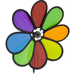 Relaxdays - Windrad Blume, Gartenwindrad für Kinder & Erwachsene, Balkon & Garten, Windmühle hbt: 72 x 31 x 6,5 cm, bunt