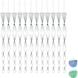 Vogelabwehr Spirale, 12er Set, reflektierend, Balkon & Garten, Windspirale, 40 cm lang, Vogelschreck, silber - Relaxdays