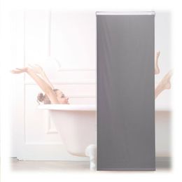 Duschrollo, 60x240 cm, Seilzugrollo für Dusche & Badewanne, Decke & Fenster, Badrollo wasserabweisend, grau - Relaxdays