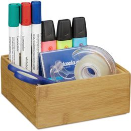 Relaxdays - Ordnungsbox Bambus, stapelbar, natürliche Optik, Aufbewahrungsbox Küche, Bad, HxBxT: 6,5 x 15 x 15 cm, natur