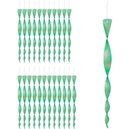 Relaxdays 24 x Vogelabwehr Spirale, reflektierend, Vogelvertreiber Balkon & Garten, Windspirale, 40 cm lang, Vogelschreck, grün