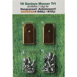 Genisys 18 titan Ersatz Messer Klingen kompatibel für Husqvarna Automower ® / Gardena Mähroboter (0,45 mm) + Schrauben