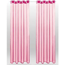 Bestlivings Transparente Pinke Gardine mit Ösen 2er Pack (B140 x L145), viele Varianten erhältlich - Pink