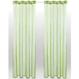 Bestlivings - Transparente Grüne Gardine mit Ösen 2er Pack (B140 x L145), viele Varianten erhältlich - Grün