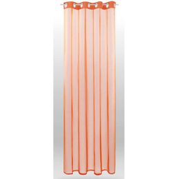Bestlivings Gardine mit Ösen, Transparent Voile 140 x 175cm ( Breite x Länge ) in orange - möhre, Ösenschal in vielen weiteren Farben und Größen - Orange