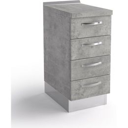 CAESAROO Küchenschubladenschrank 40x60xH84 cm aus Holz Grau Zement Grau