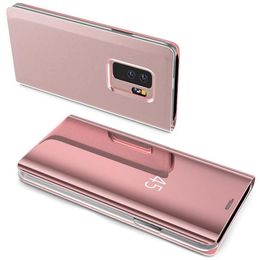 MARKENLOS - Clear View Case Hülle kompatibel mit Samsung Galaxy A25 5G Flip Cover rosa