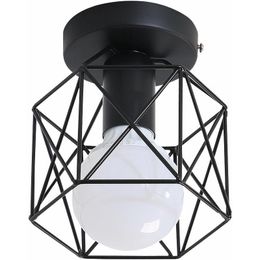 Goeco - Industrial Vintage Deckenleuchte Schwarz, Semi-Flush Mount Pendelleuchte, Geometrischen Metall Lampenschirm led Deckenlampe mit E26/E27