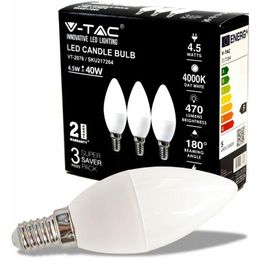 LED-Glühbirne E14 4,5W Candela 4000K (Box 3 Stück) - V-TAC