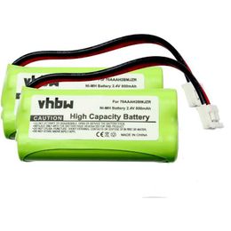 vhbw 2x Ni-MH Akku Set 800mAh (2.4V) kompatibel mit schnurlos Festnetz Telefon ersetzt BT-800, BT184342, BT284342, BY0929, 2SNAAA70H-SX2F, 89-1335-00.