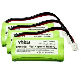 vhbw 3x Ni-MH Akku Set 800mAh (2.4V) kompatibel mit schnurlos Festnetz Telefon ersetzt BATT-6010, BT184342, BT284342, BBTG0671011, BBTG0743001, BT-101,